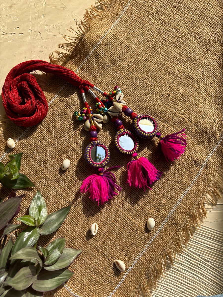 Bindi Bonanza Mirror Parandi- Red & Purple – Taana Bana | The Boho ...