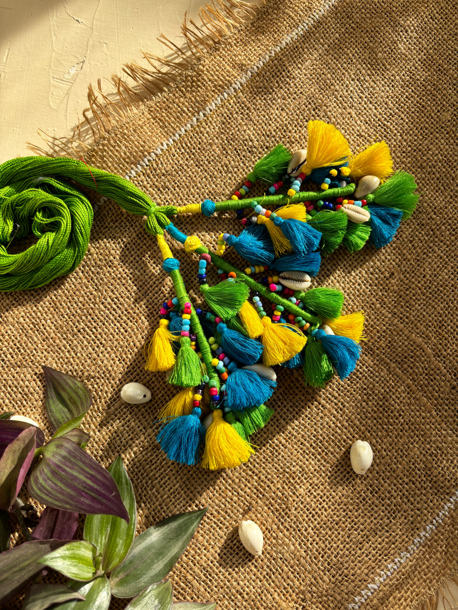 Nimbu Nectar Tassel Parandi- Green – Taana Bana | The Boho Ethnic ...
